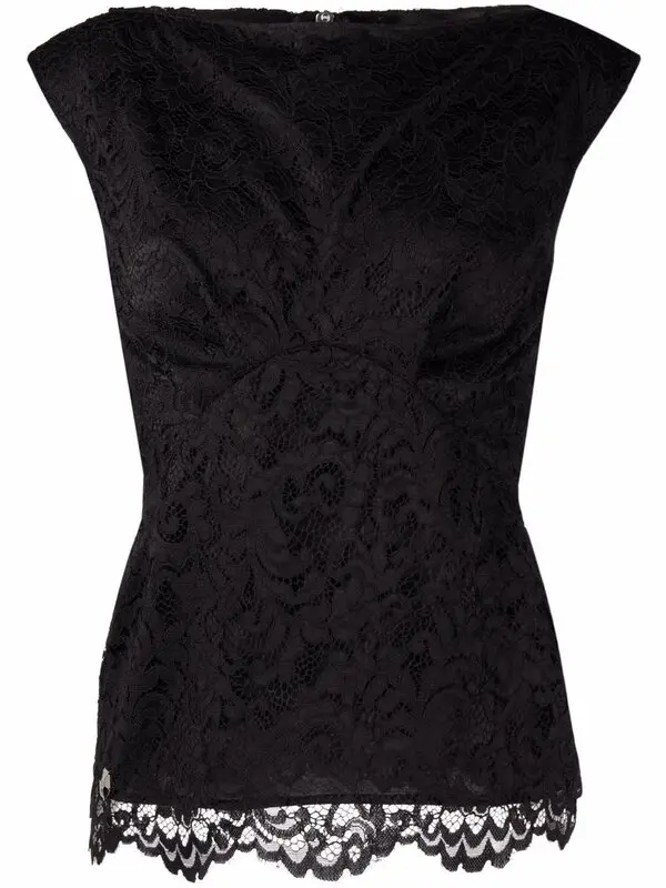 Philipp Plein Lace Sleeveless Blouse - Black