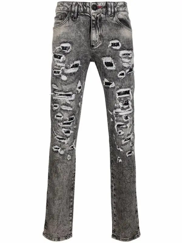Philipp Plein Ripped-detail Jeans - Grey
