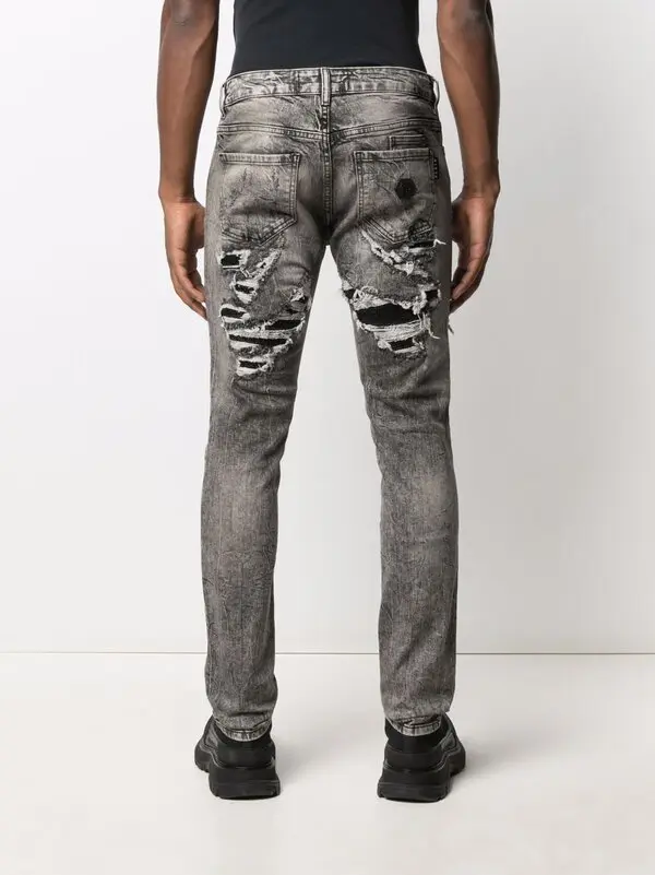 Philipp Plein Ripped-detail Jeans - Grey