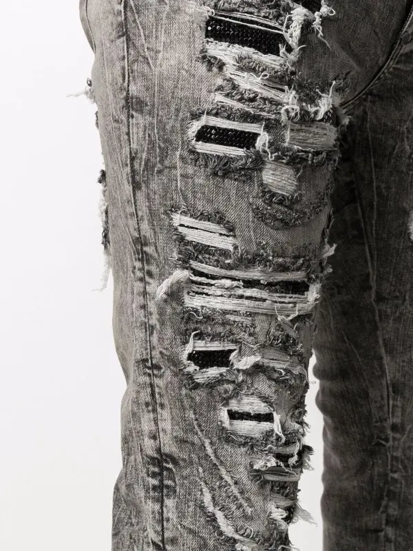 Philipp Plein Ripped-detail Jeans - Grey