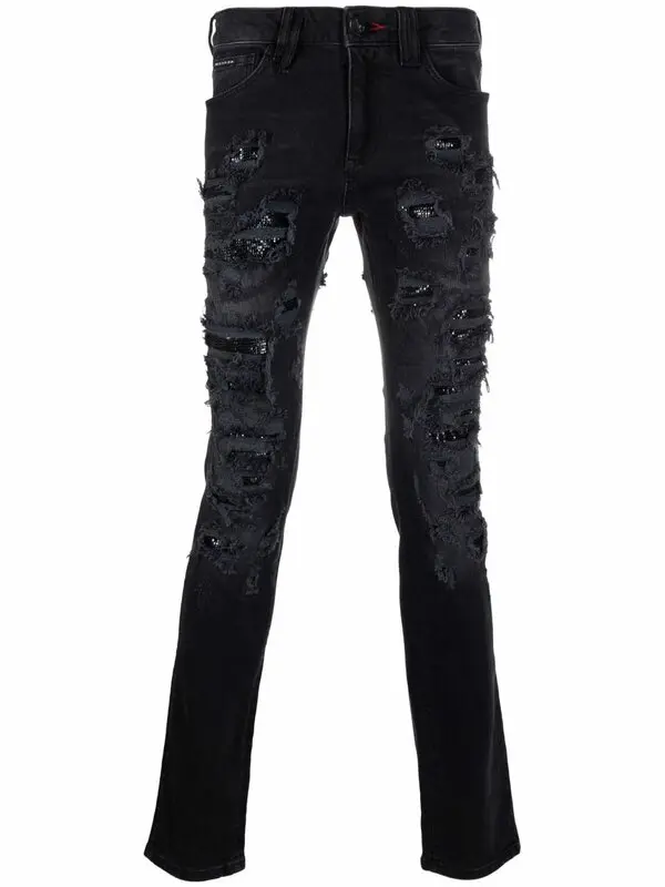 Philipp Plein Ripped-detail Jeans