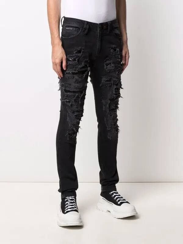 Philipp Plein Ripped-detail Jeans