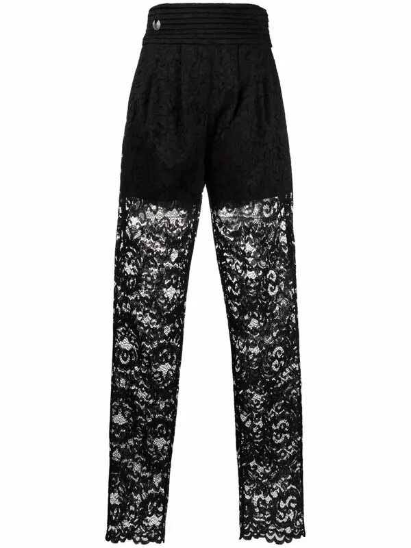 Philipp Plein Straight-leg Lace Trousers - Black