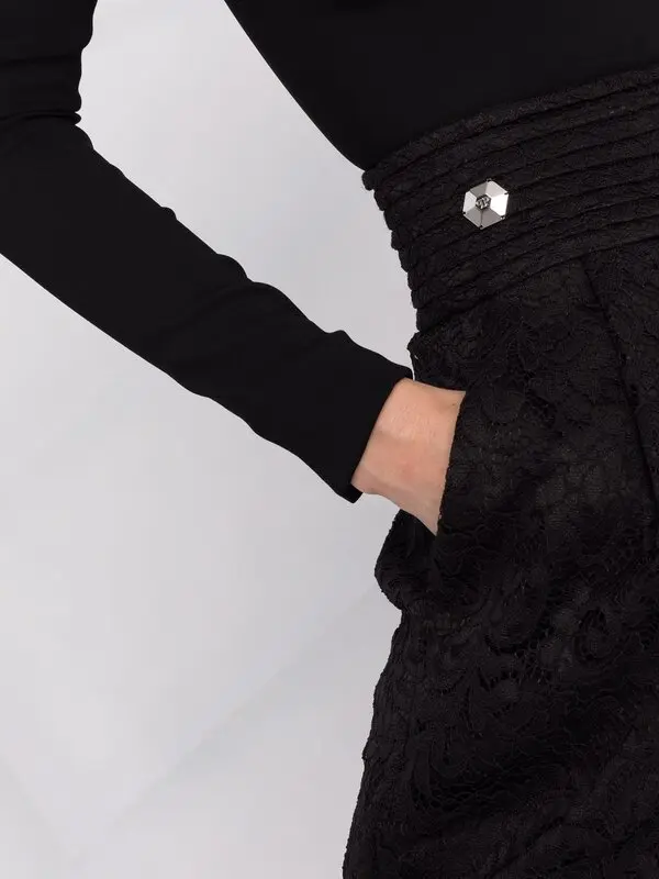 Philipp Plein Straight-leg Lace Trousers - Black