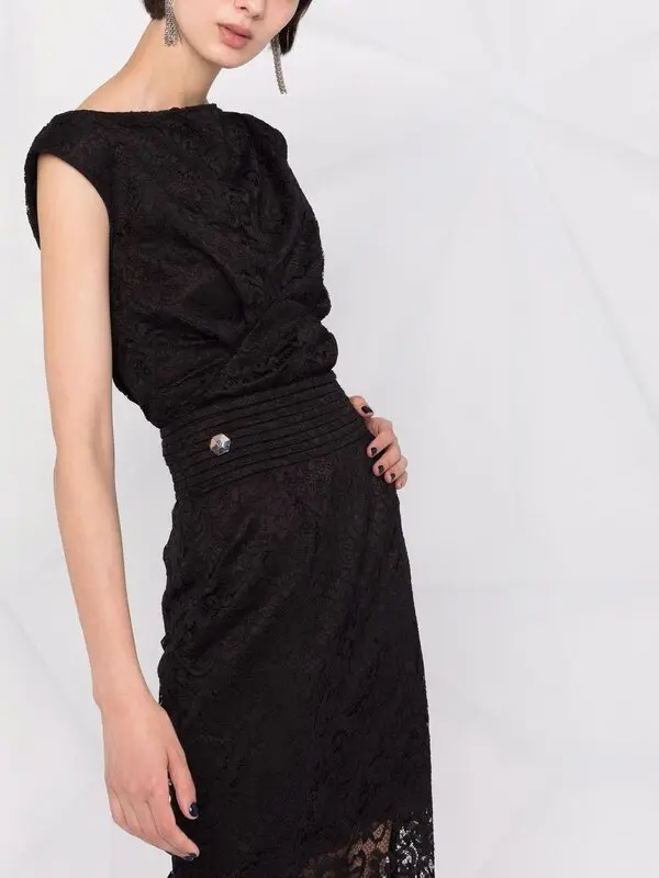 Philipp Plein Lace Midi Skirt - Black