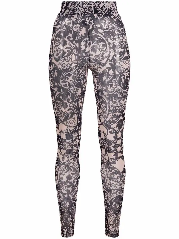 Philipp Plein New Baroque Printed Tulle Leggings