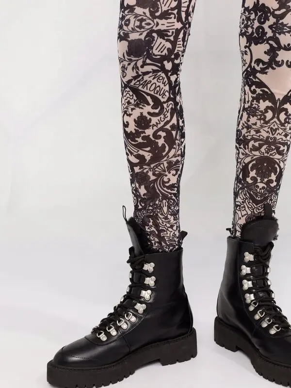 Philipp Plein New Baroque Printed Tulle Leggings