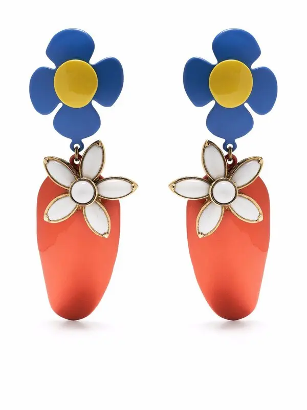 Saint Laurent Flower And Strawberry Clip-on Earrings - Red