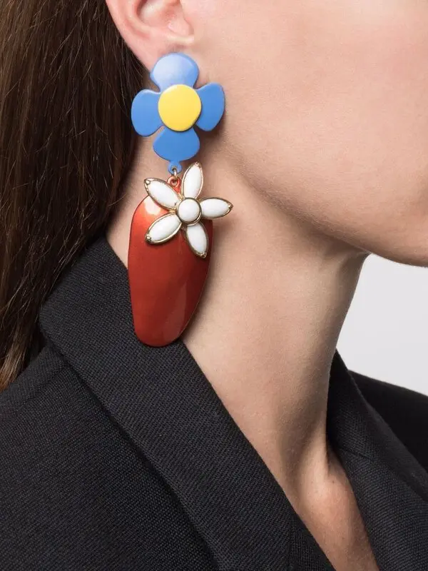Saint Laurent Flower And Strawberry Clip-on Earrings