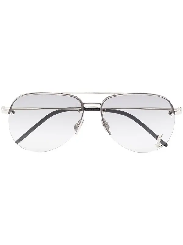 Saint Laurent Classic 11m Pilot Sunglasses - Silver