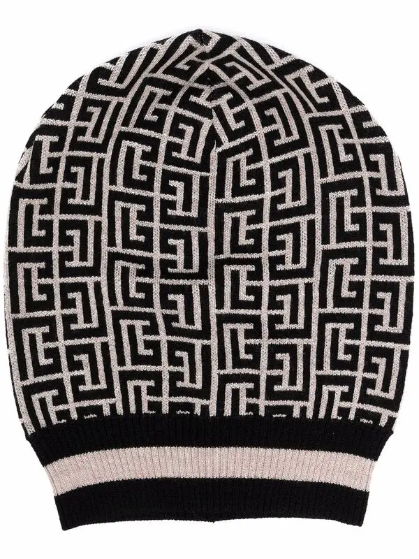 Balmain Monogram Merino-knitted Hat