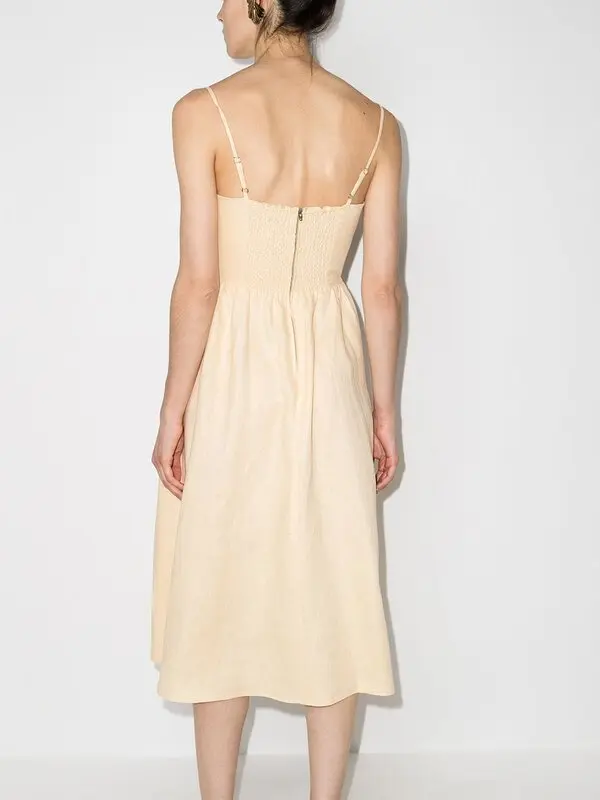 Reformation Cale Linen Midi Dress In Yellow - 40% Off | Editorialist