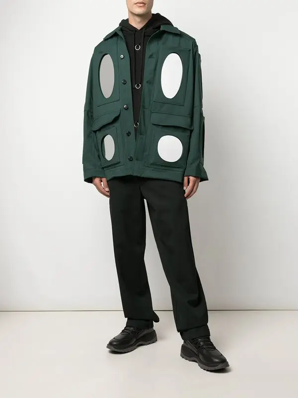 Walter Van Beirendonck Mirror Work Shirt Jacket In Green - 60% Off