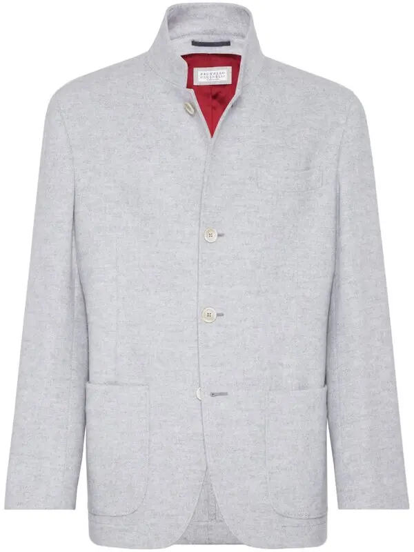 Brunello Cucinelli Cashmere Single-breasted Coat - Grey