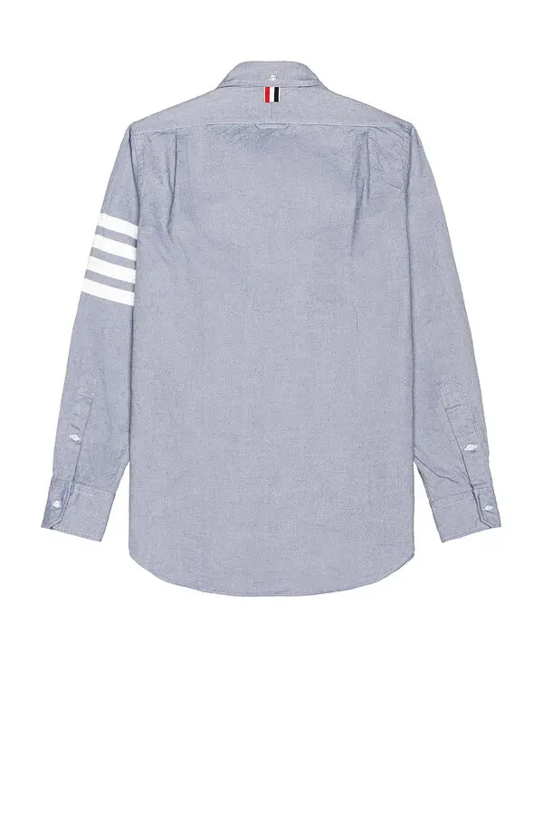 Thom Browne Straight Fit Bar Shirt In Blue - Light Blue