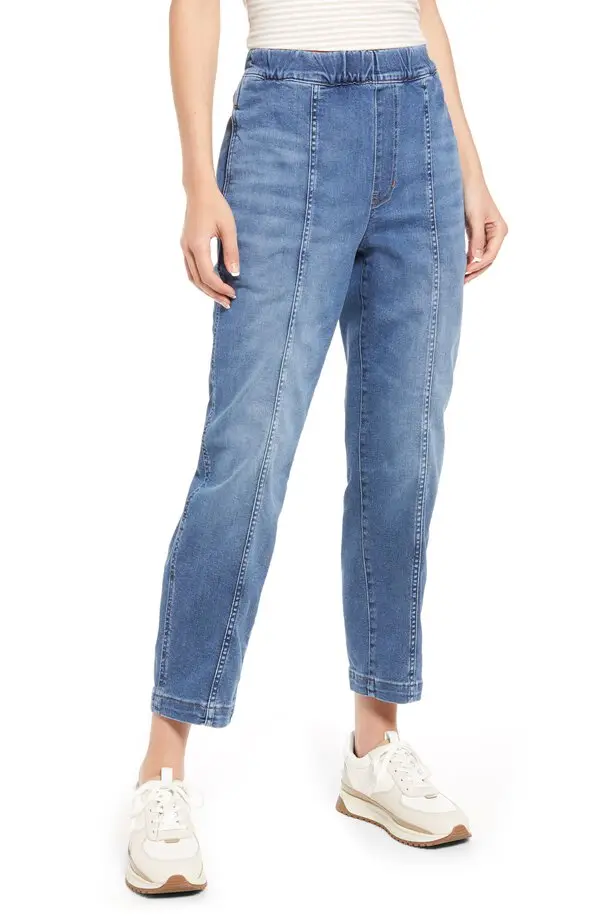 Madewell Seamed Relaxed Pull-On Jeans Blue Editorialist