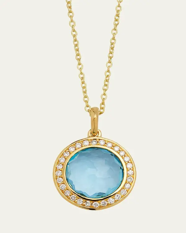 Ippolita Small Pendant Necklace In 18k Gold With Diamonds - Blue Topaz