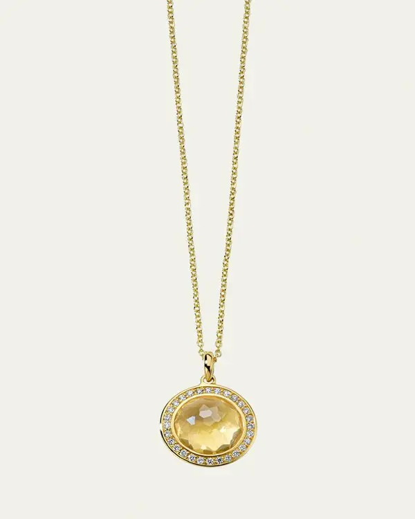 Ippolita Small Pendant Necklace In 18k Gold With Diamonds - Honey Citrine