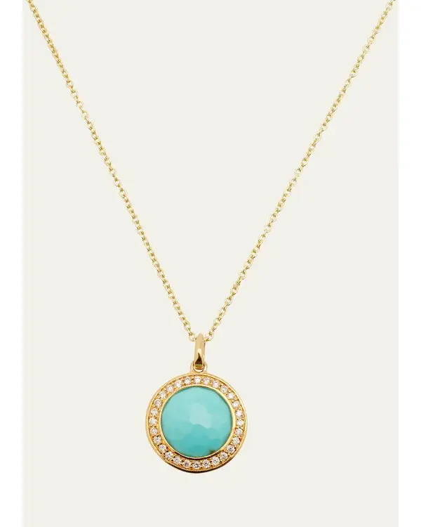 Ippolita Small Pendant Necklace In 18k Gold With Diamonds - Turquoise