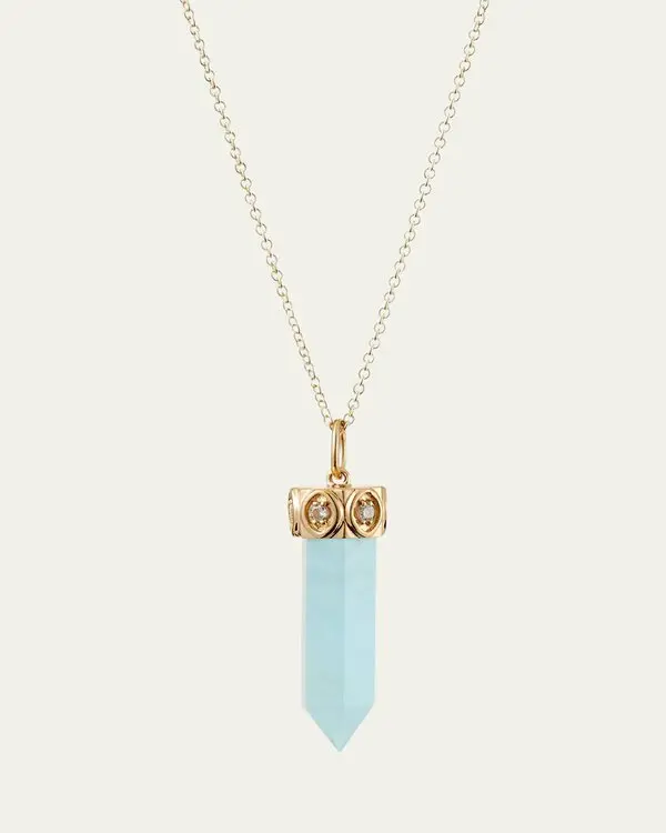 SYDNEY EVAN Long Aquamarine Crystal Pendant Necklace - Blue