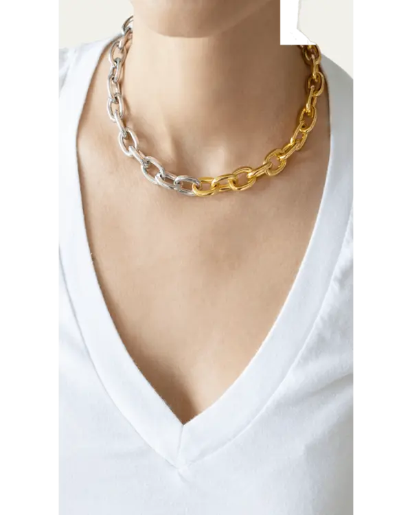 BEN-AMUN Two-tone Link Necklace With Logo