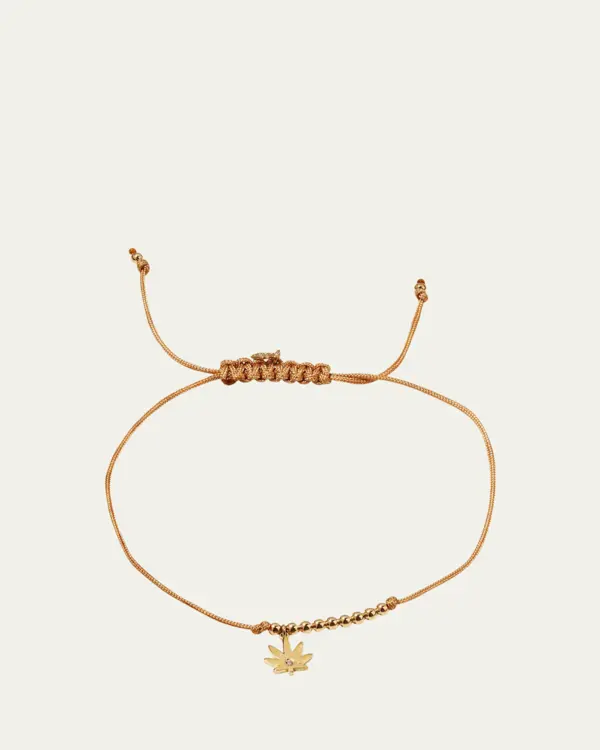 SYDNEY EVAN Diamond Pot Leaf Pull-cord Bracelet - Brown