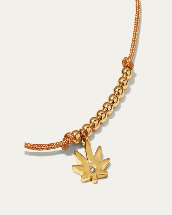 SYDNEY EVAN Diamond Pot Leaf Pull-cord Bracelet - Brown