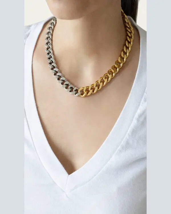 BEN-AMUN 24k Gold Electroplated And Silver Link Necklace