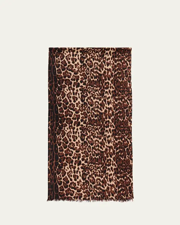 Sofia Cashmere Lightweight Cashmere Leopard-print Scarf - Ltcam