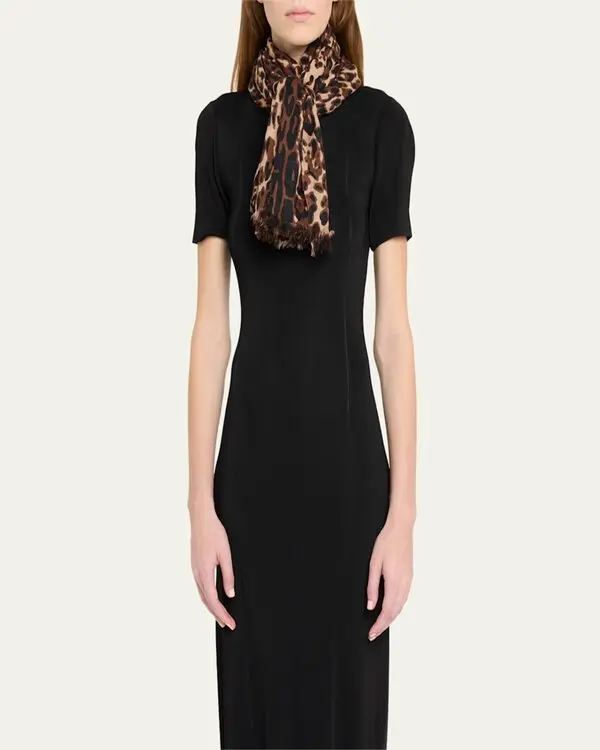 Sofia Cashmere Lightweight Cashmere Leopard-print Scarf