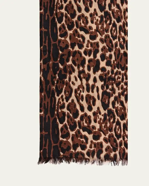 Sofia Cashmere Lightweight Cashmere Leopard-print Scarf