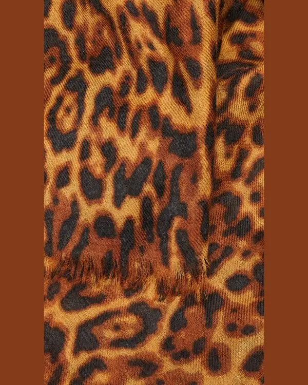 Sofia Cashmere Lightweight Cashmere Leopard-print Scarf