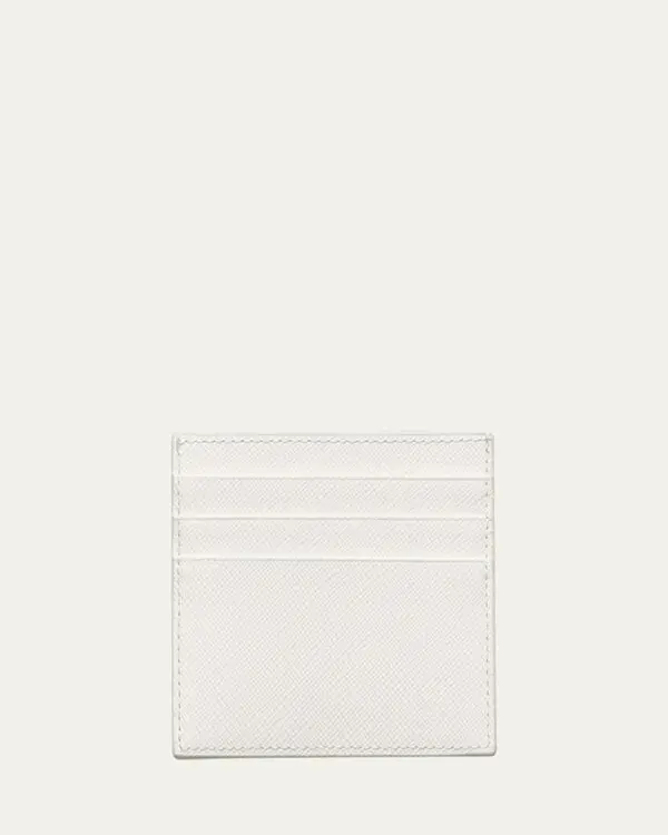 Prada Triangle Logo Leather Card Case - Black