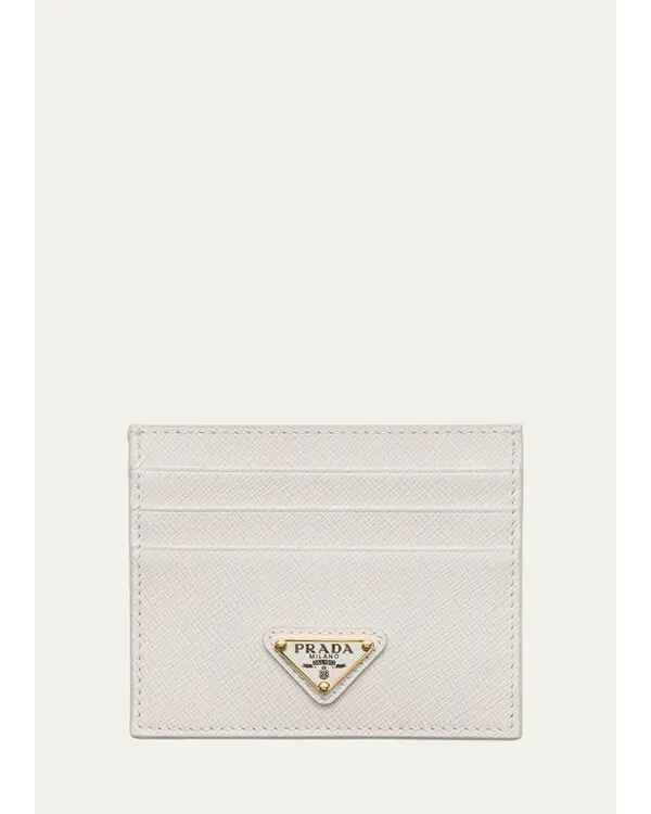 Prada Triangle Logo Leather Card Case - Talco