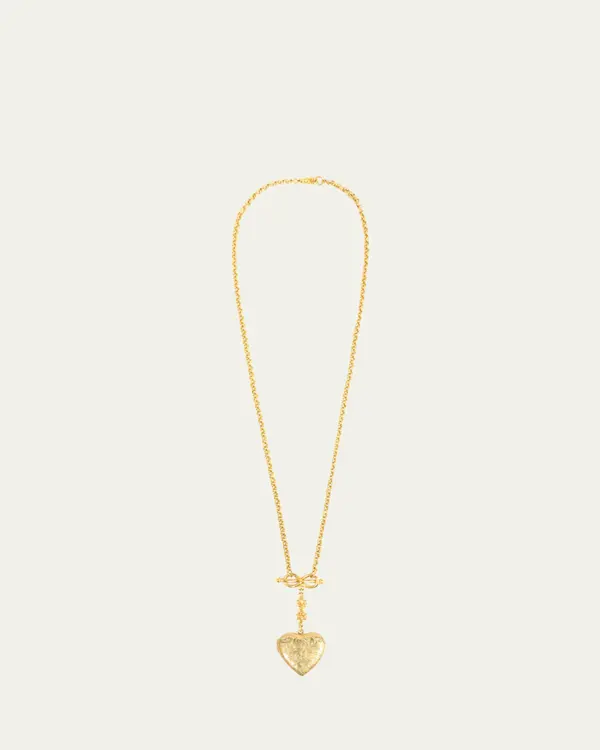 BEN-AMUN Chain Necklace With Heart Locket - Gold
