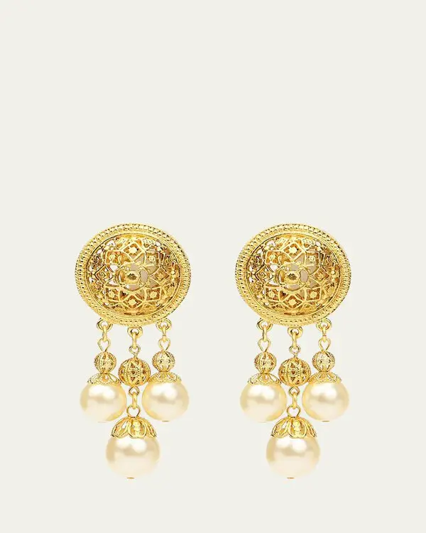 BEN-AMUN Pearly Dangle Clip-on Earrings