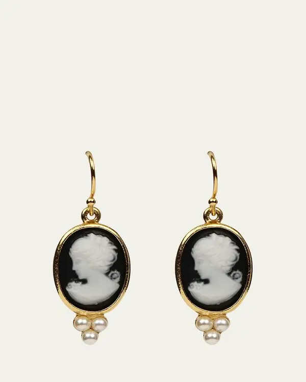 BEN-AMUN Cameo Dangle Earrings - Gold