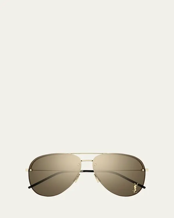Saint Laurent Classic 11 Aviator Sunglasses Gold Editorialist