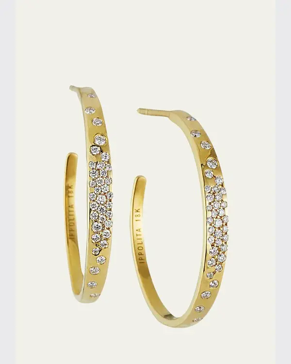 Ippolita 2 Crinkle Hoop Earring In 18k Gold With Diamonds - Diamond
