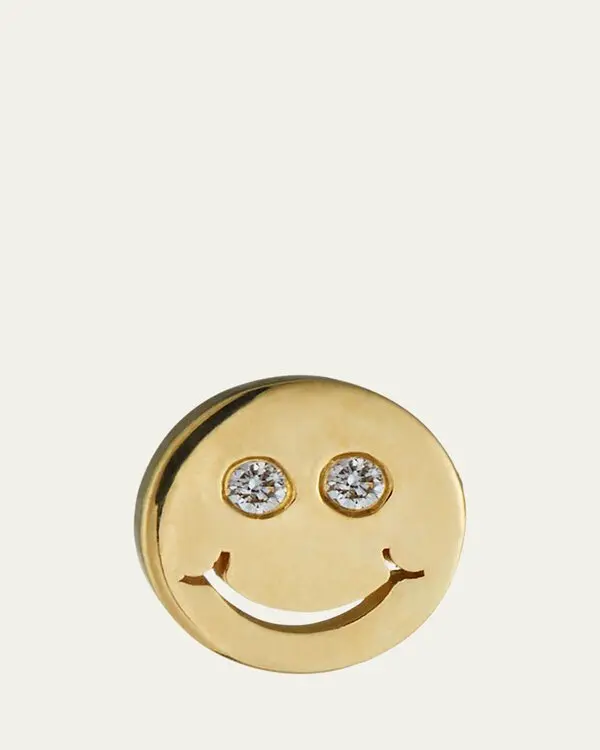 SYDNEY EVAN 14k Yellow Diamond Happy Face Stud Earring