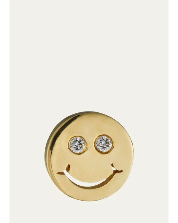 SYDNEY EVAN 14k Yellow Diamond Happy Face Stud Earring - Gold