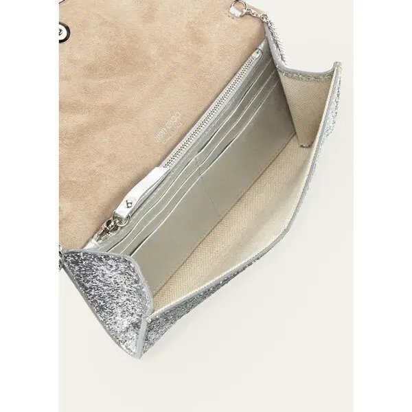 JIMMY CHOO Emmie Glittered Leather Clutch Bag