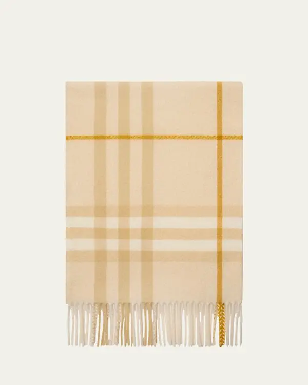 Burberry Giant Check Cashmere Scarf - White Denim