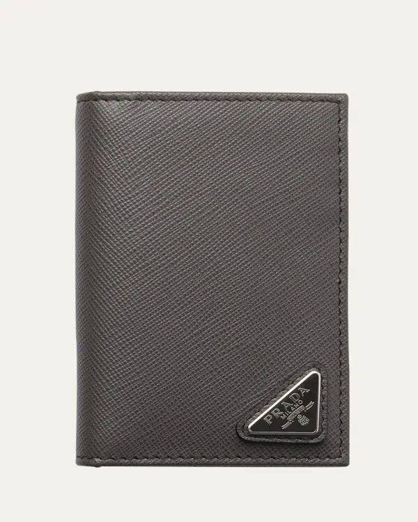 Prada Saffiano Slim Card Holder Wallet - Fumo