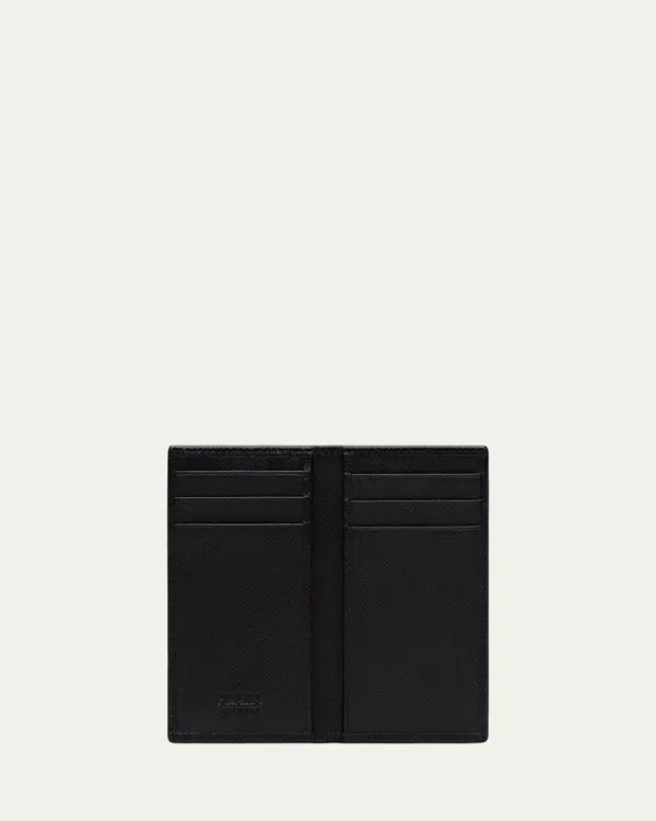 Prada Saffiano Slim Card Holder Wallet - Fumo