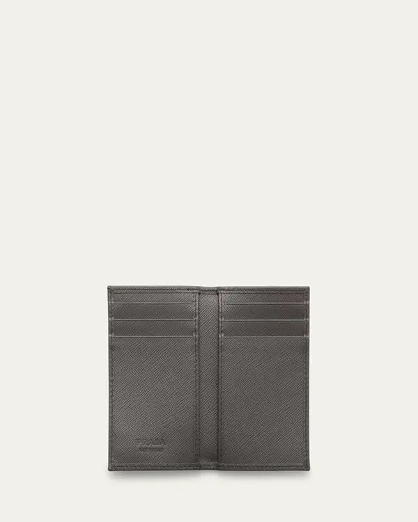 Prada Saffiano Slim Card Holder Wallet - Fumo