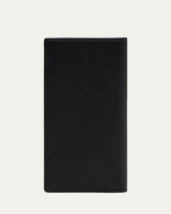 Prada Saffiano Slim Card Holder Wallet - Fumo