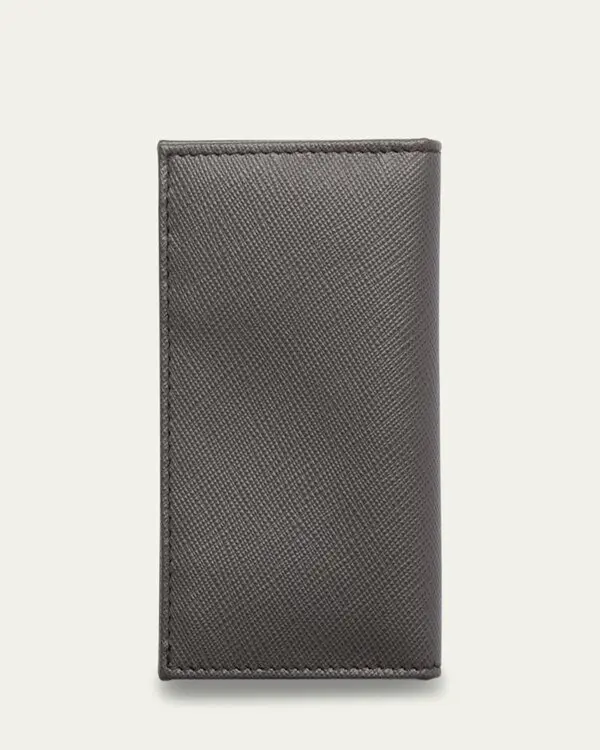 Prada Saffiano Slim Card Holder Wallet - Fumo