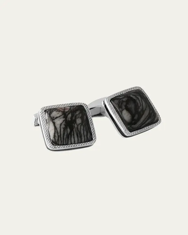 Tateossian Marble Quartzite Silver Cufflinks - Black