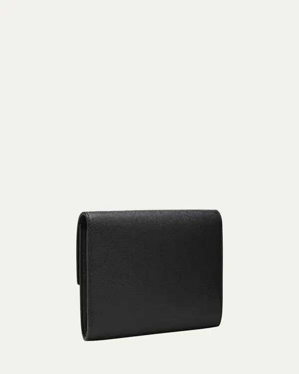 Saint Laurent Uptown Wallet On Chain In Grained Leather - Black